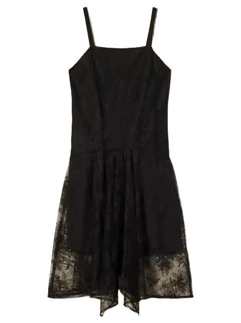 TWINSET Lace Overlay Midi Dress - Black