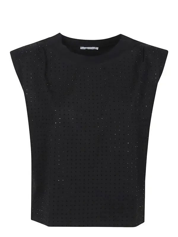 Patrizia Pepe Rhinestone Embellished Sleeveless Top - Black