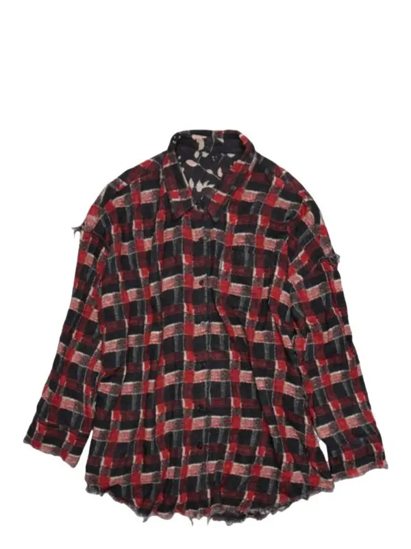 R13 Reversible Checked Floral Shirt - Black