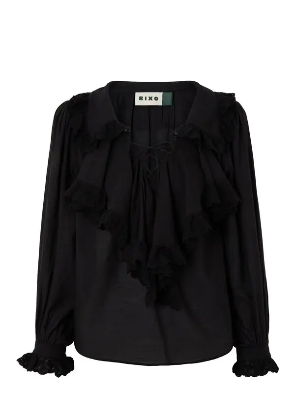 Rixo Milia Lace-trimmed Ruffled Blouse - Black