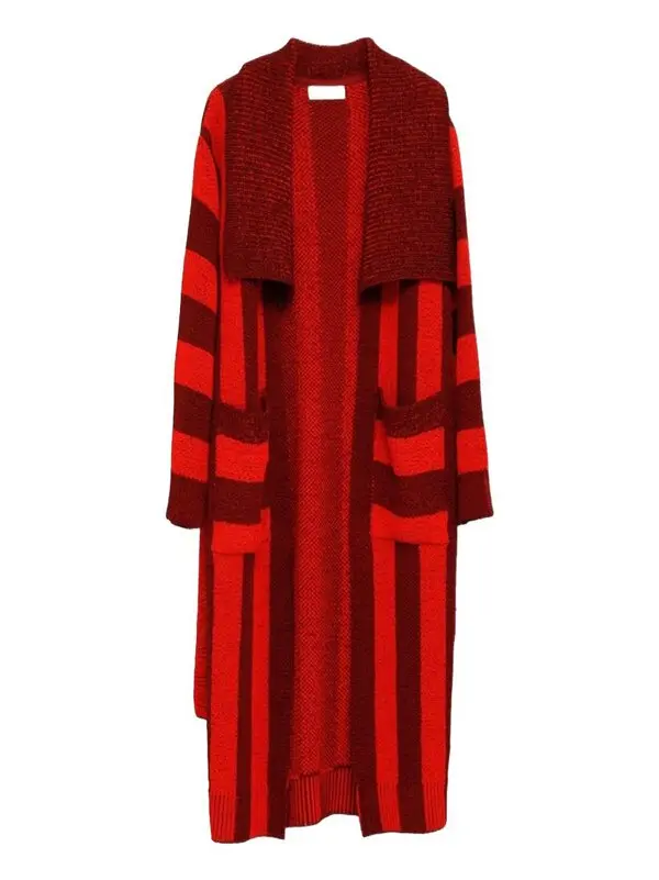 Dries Van Noten Long-sleeved Striped Cardigan - Red