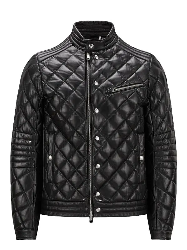 Moncler Zancara Quilted Leather Jacket - Black