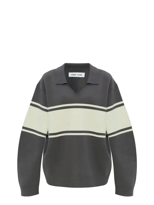 SAMSOE SAMSOE Samsøe Samsøe Striped Collared Sweatshirt - Black