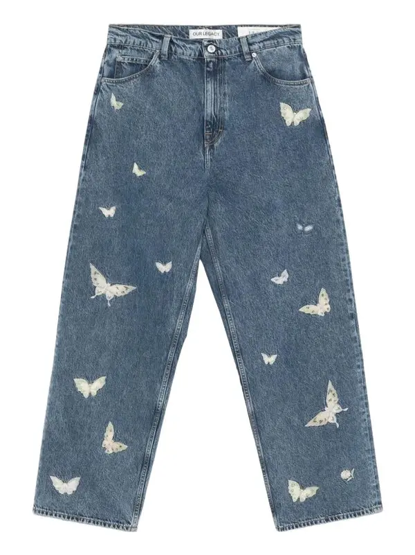 Our Legacy Vast Cut Butterfly Embroidered Jeans - Indigo