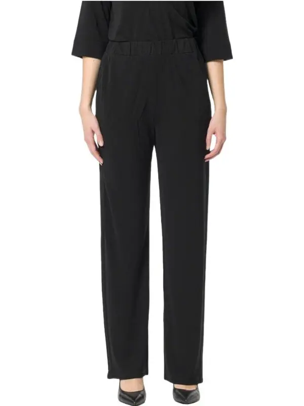 Max Mara Elastic Waist Straight Leg Casual Pants - Black