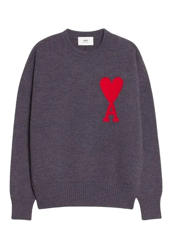 Ami De Coeur Intarsia Crewneck Knit Jumper - Black