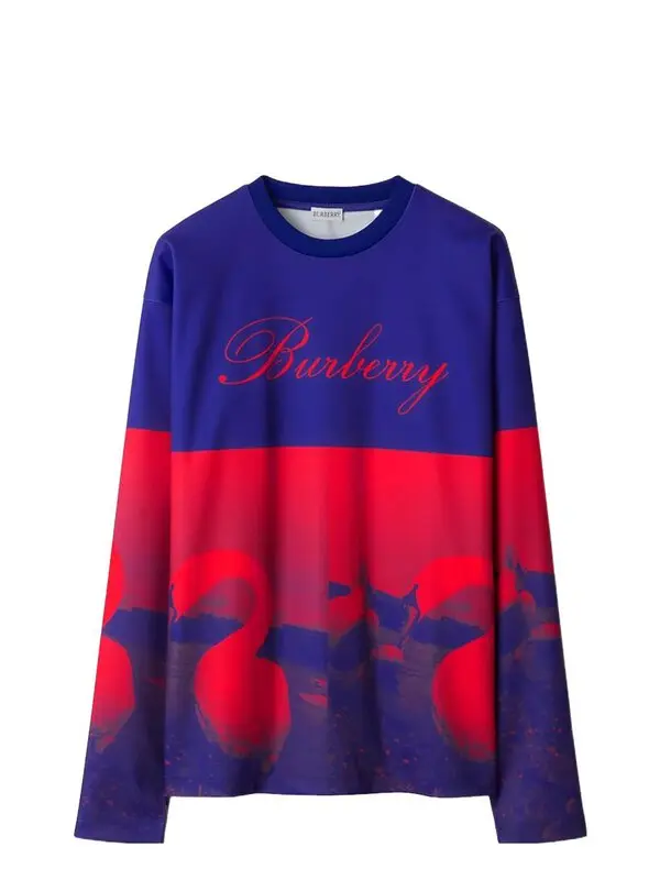 Burberry Photograph Print Cotton Blend Sweatshirt - Blue