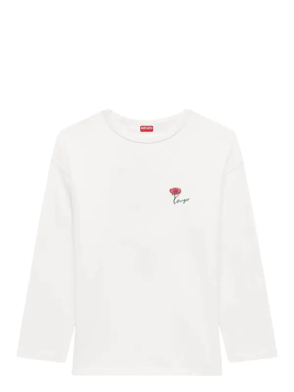 Kenzo Cotton Tulip Long Sleeve Relaxed T-shirt - Off White