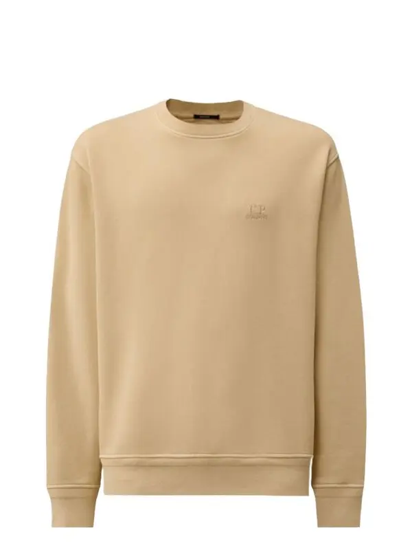 C.P. COMPANY Logo Embroidered Crewneck Cotton Sweatshirt - Nude