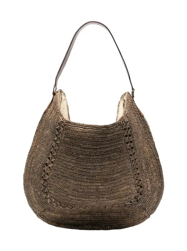 IBELIV Woven Shoulder Bag With Magnetic Buckle - Brown