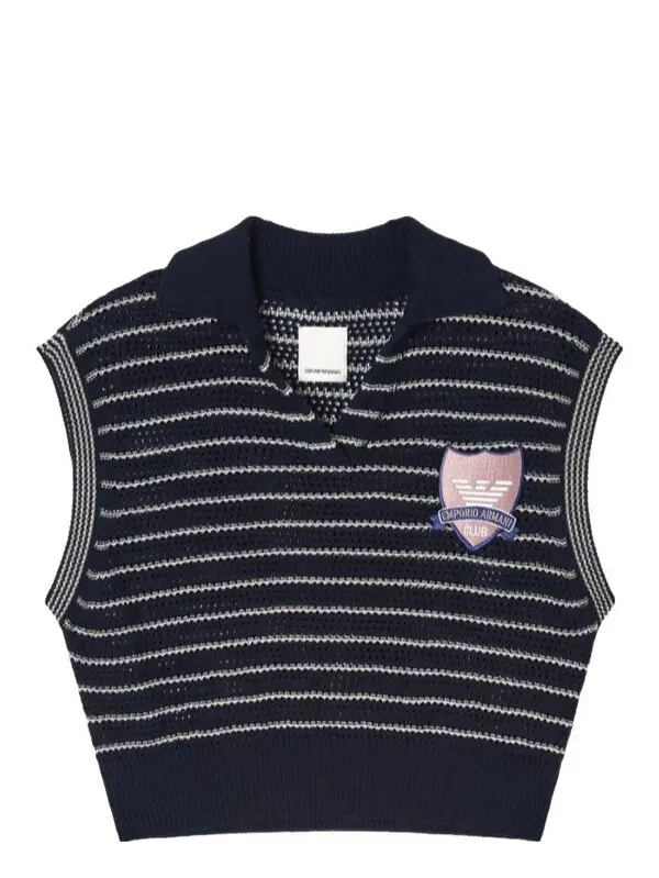 Emporio Armani Striped Knit Vest - Navy Blue/white