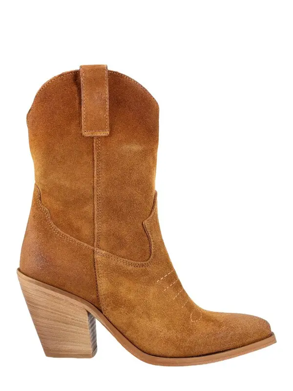 JE T'AIME Western Fringed Ankle Boots - Brown