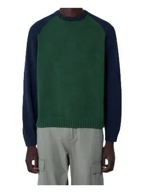 StÜssy Colorblock Raglan Crewneck Jumper - Green