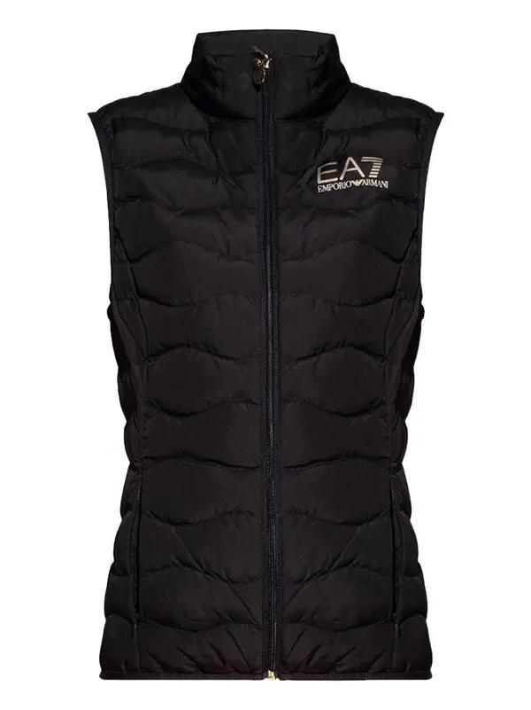 EA7 Quilted Zip Gilet - Black