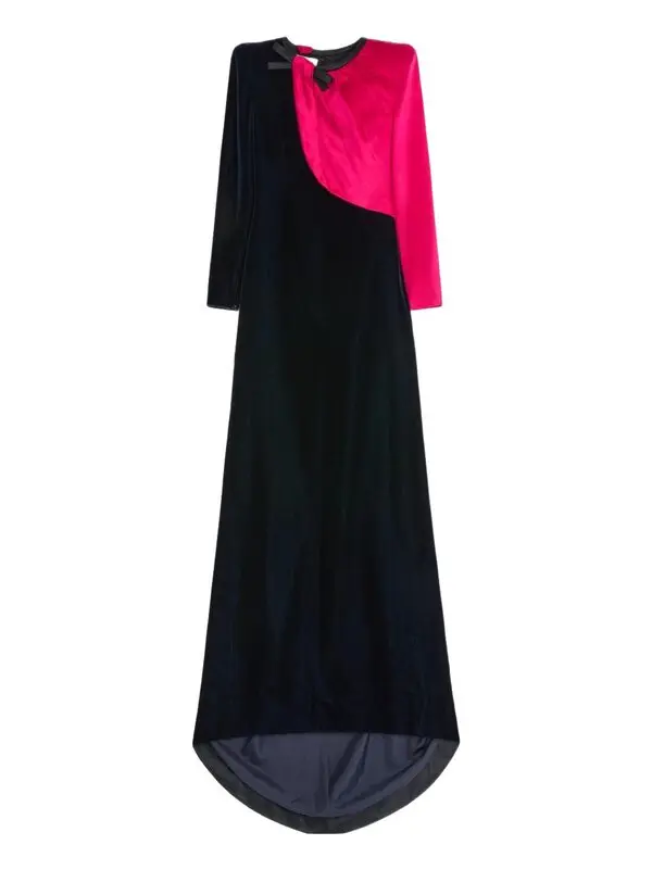 Valentino Garavani Long Dress In Sablé Velvet - Black