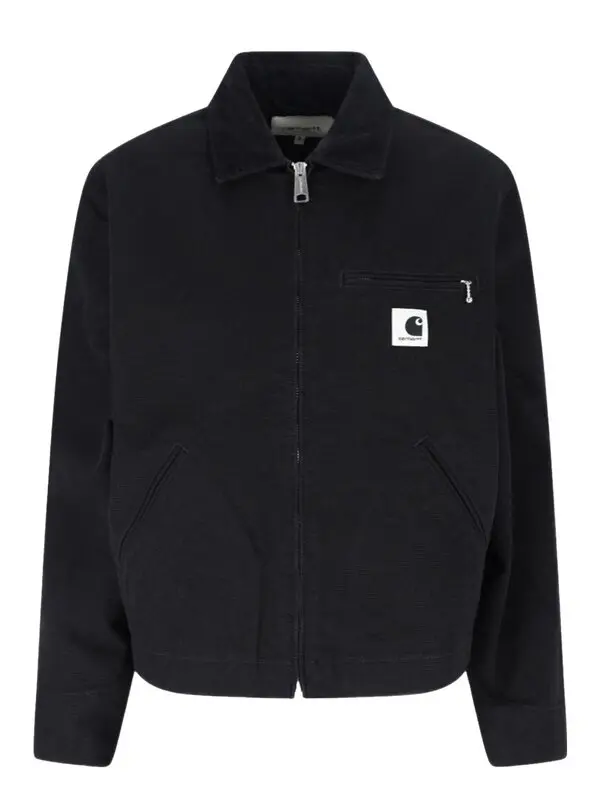 Carhartt Work In Progress Logo Patch Zip-up Bomber Jacket - Black