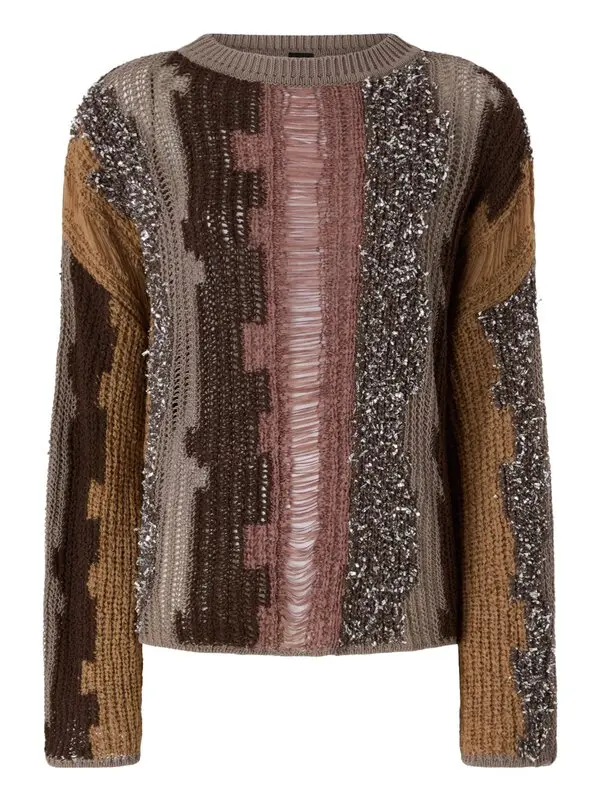 Pinko Sequin Distressed Striped Jumper - Multicolor