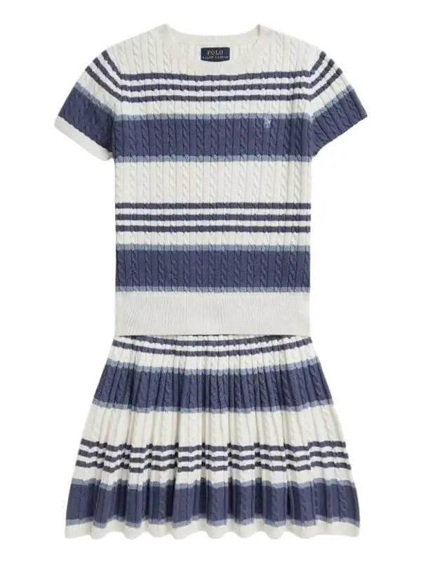 Ralph Lauren Striped Knit Sweater And Skirt Set - White