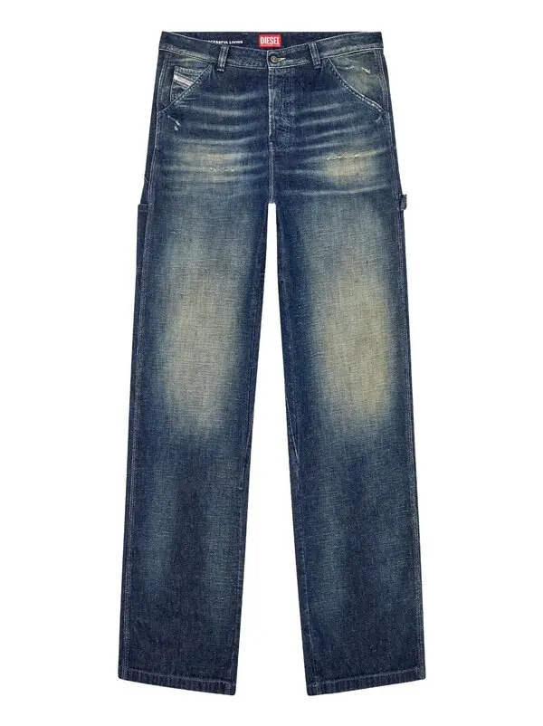DIESEL® D-livery Distressed Straight Jeans - Dark Blue