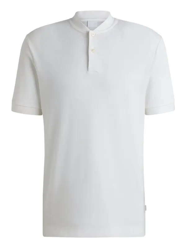 Hugo Boss Collarless Short-sleeved Polo Shirt - White
