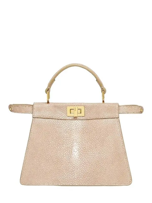 Fendi Dove Grey Stingray Leather Bag - Nude
