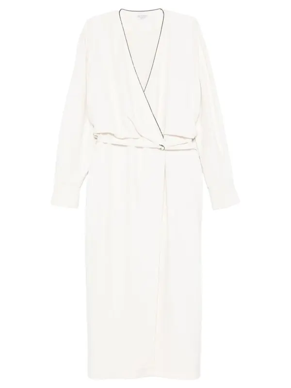 Brunello Cucinelli Embellished Wrap Dress - White
