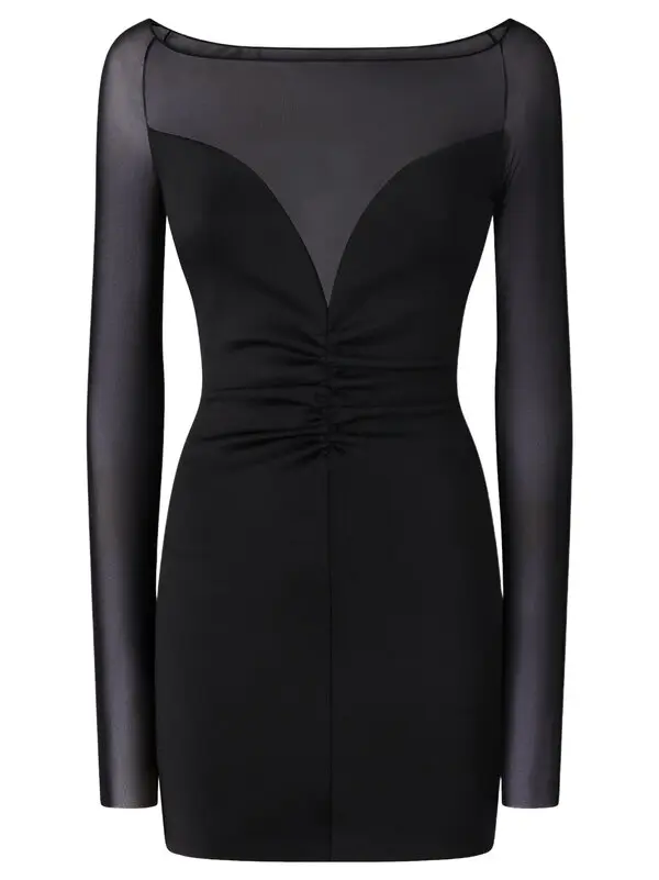 Pinko Tulle Plunging-neck Mini Dress - Black