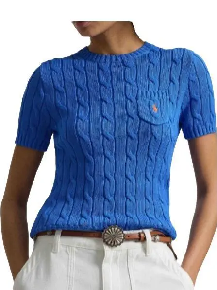 Polo Ralph Lauren Short Sleeve Crewneck Jumper With Pocket - Blue