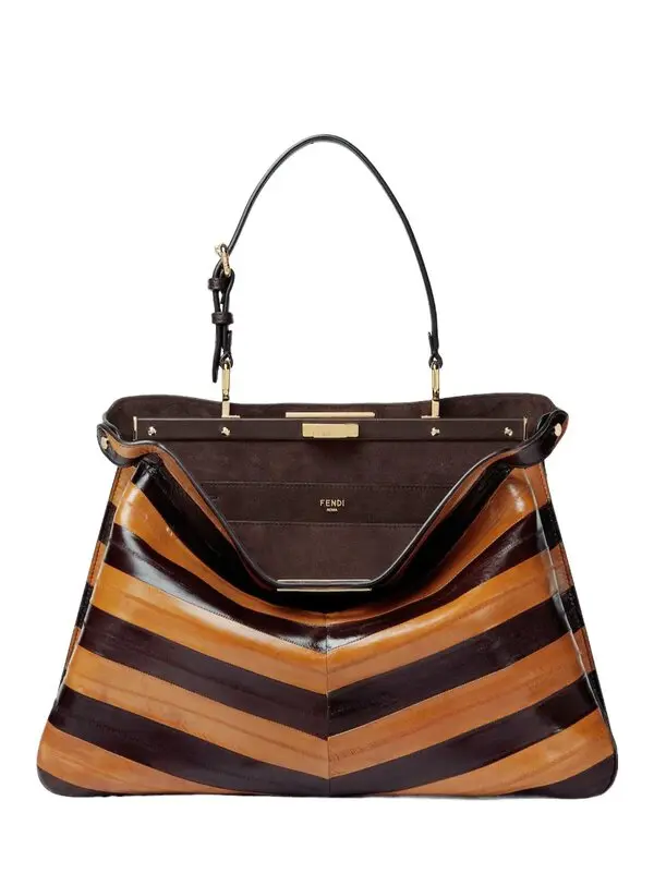 Fendi Peekaboo Soft Large Two-tone Inlaid Hagfish Leather Bag - Two-color