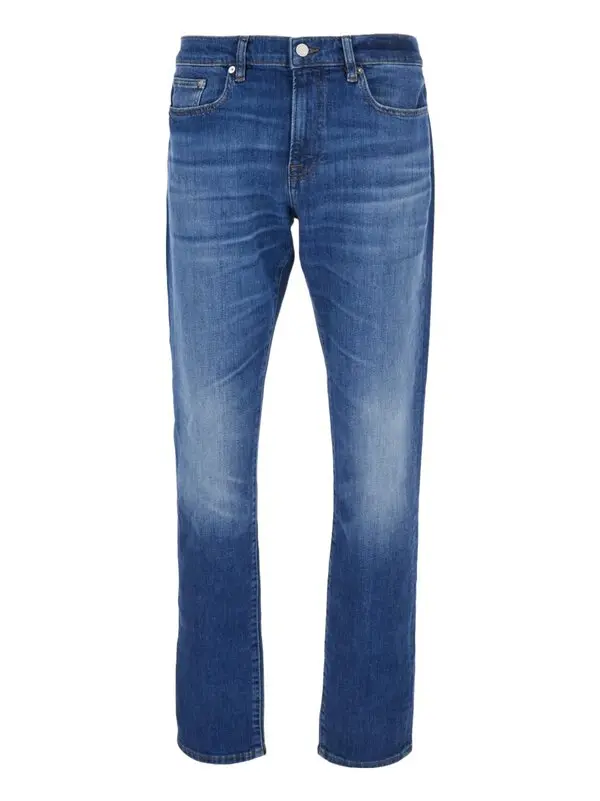FRAME Logo Patch Straight-leg Jeans - Blue