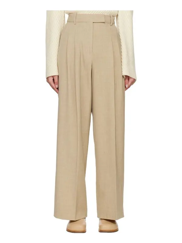 BY MALENE BIRGER Cymbaria Belted High Waist Pleated Wide Leg Trousers - Nude