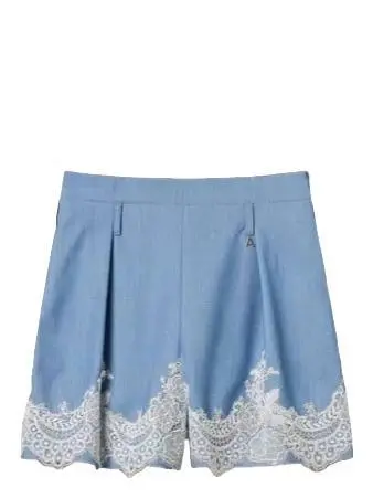 TWINSET Lace Detail Belted Short - Blue