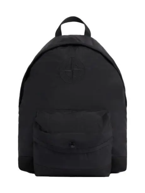 Stone Island Backpack With Padded Straps And Front Pocket - Black