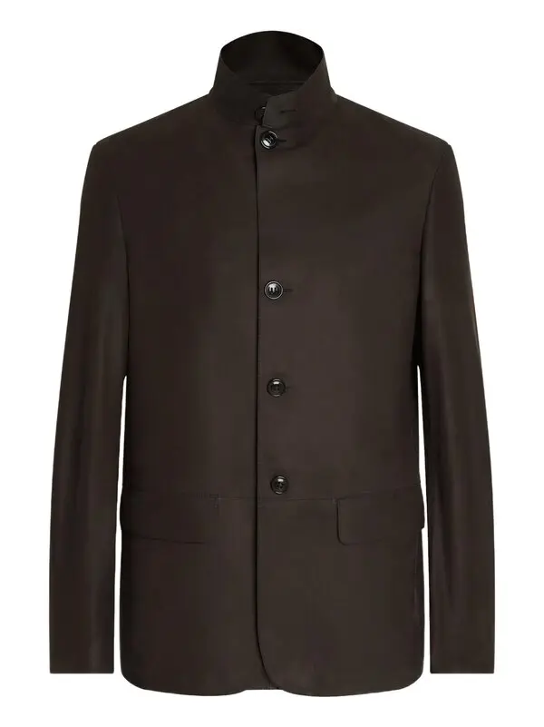 Zegna Il Conte Calf-leather Jacket - Dark Brown