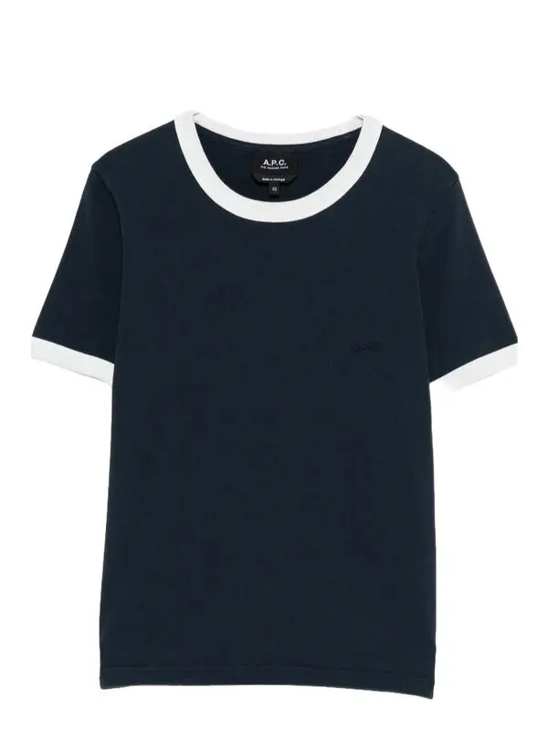 A.p.c. Crewneck Logo Embroidered T-shirt - Black