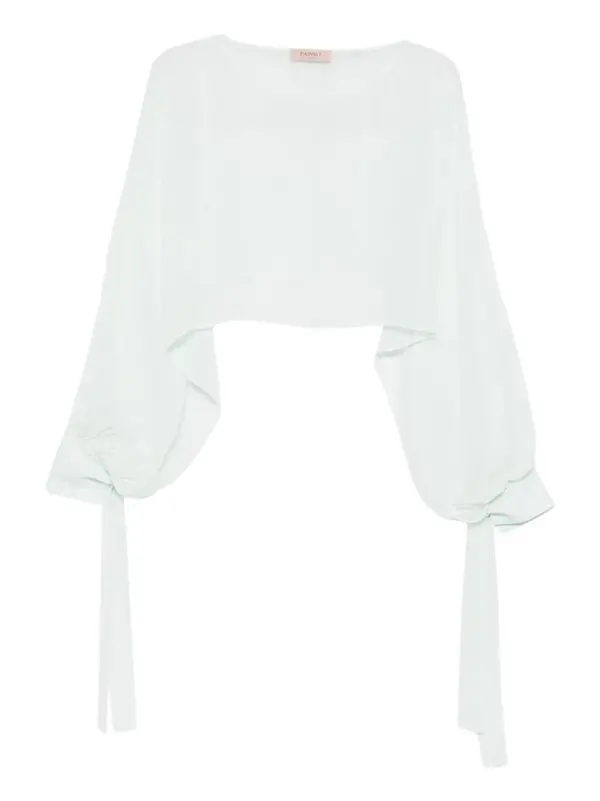 TWINSET Cropped Tie-sleeve Blouse - White