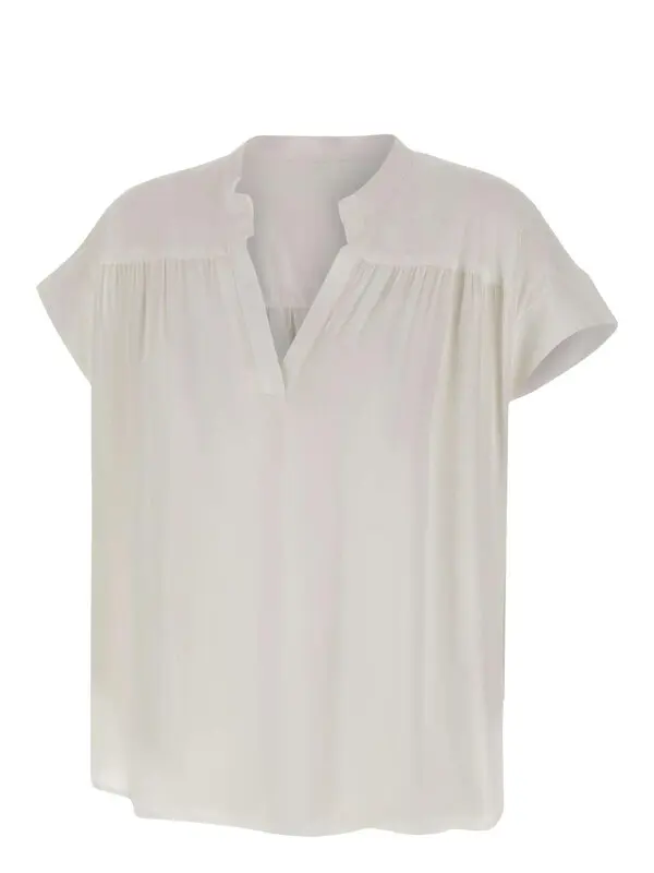 KAOS Sleeveless V-neck Blouse With Smooth Finish - White
