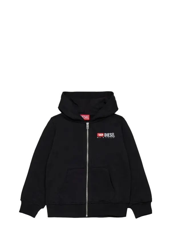 DIESEL® Logo-print Zip-up Hoodie - Black