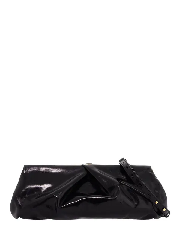 Dries Van Noten Logo Embossed Large Clutch Bag - Black