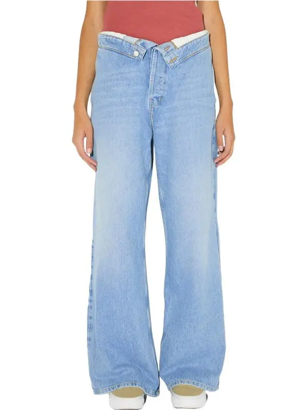 AMISH SUPPLIES Wide-leg Roll-up Jeans - Blue