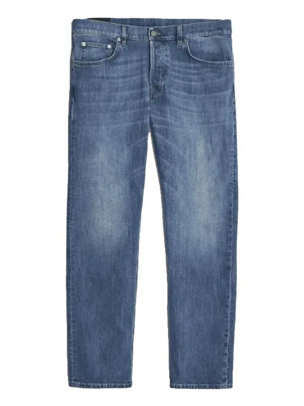DONDUP Regular Fit Jeans With Metal Logo Plate - Blue
