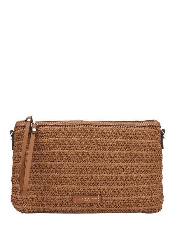GIANNI CHIARINI Marcella Woven Clutch Bag With Detachable Shoulder Strap - Brown