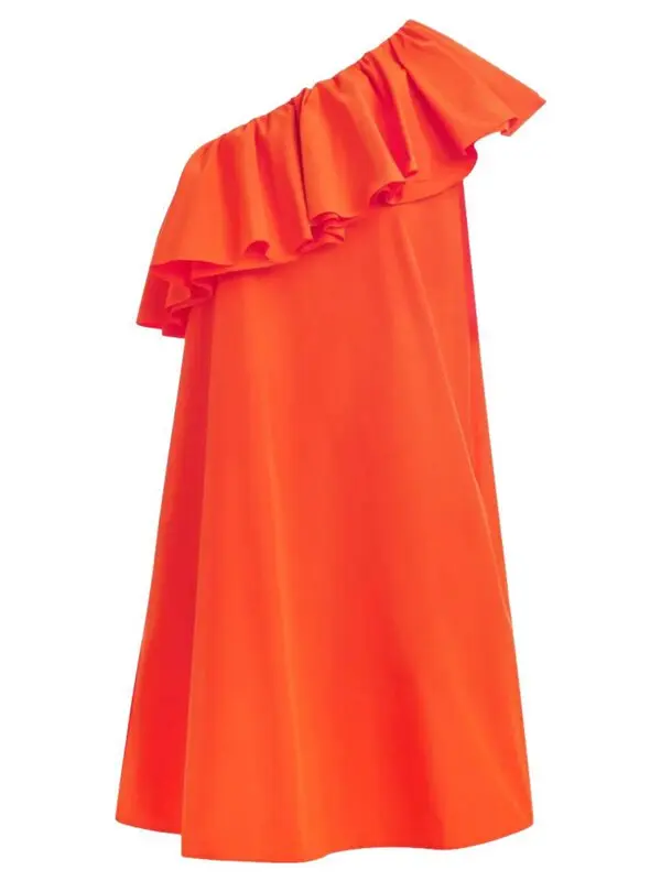 Essentiel Antwerp Juicer One-shoulder Dress With Ruffles - Orange