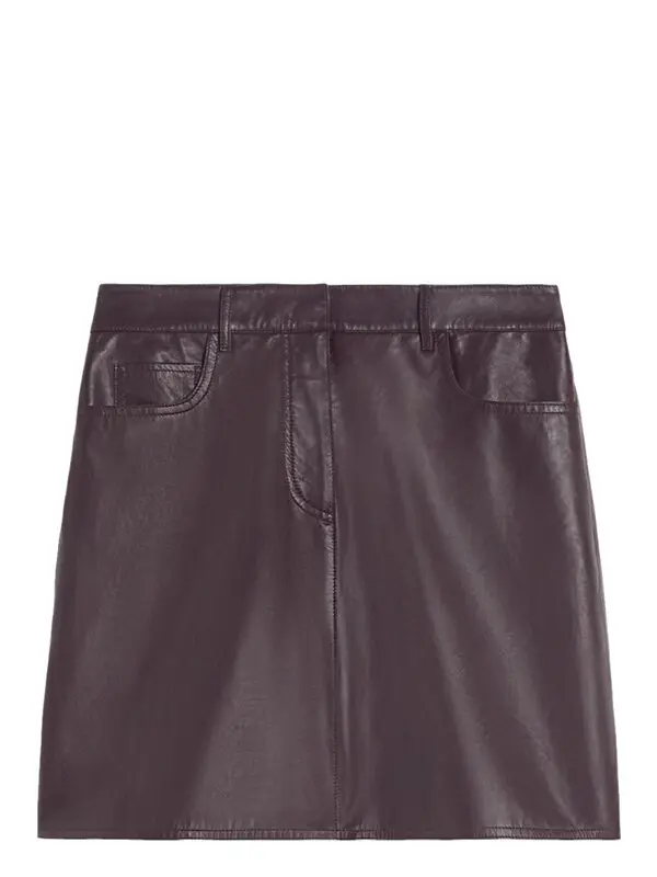 Max Mara Leather Flared Skirt - Bordeaux Red