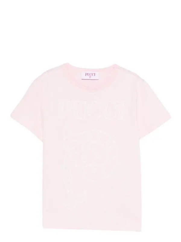 Emilio Pucci Crew Neck Short Sleeve T-shirt With Logo - Pink