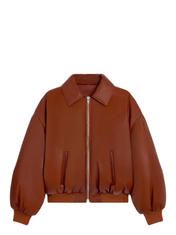 Celine Bomber Jacket In Soft Lambskin - Cognac