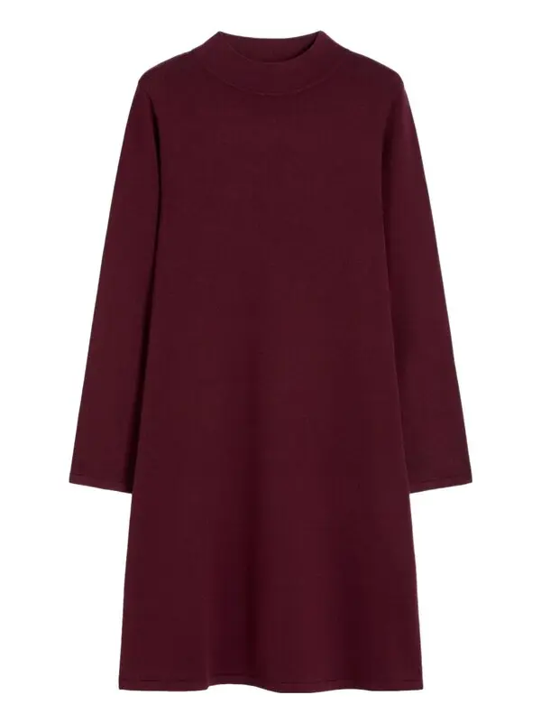 Max Mara Crew Neck Long Sleeve Dress - Bordeaux Red