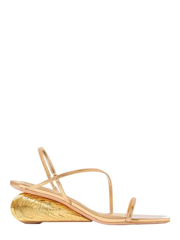 Simkhai Bridget Metallic Leather Wedge Sandals - Golden