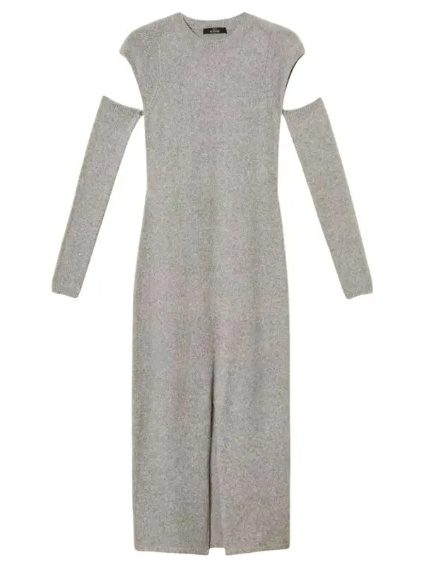 TWINSET Midi Dress With Removable Sleeves And Front Slit - Gray