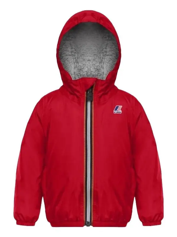 K-WAY Hooded Rain Jacket With Logo Detail - Red